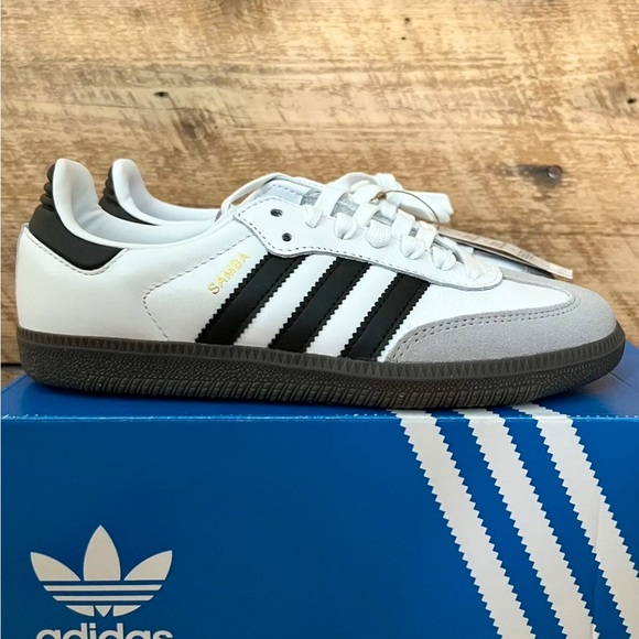 adidas Originals | Shoes | Adidas Samba White Black Sz 8w 7y | Poshmark